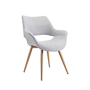 CangLong Upholstered Dining Accent Arm Chairs with Natual Color Metal Legs for Kitchen, Dining, Living, Guest, Bed Room, Set of 1, Grey