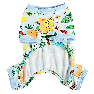 Dog Pajamas for Small Dogs Girl Boy Puppy Pjs Summer Pet Onesies for Chihuahua Yorkie Teacup Cute Soft Material Stretch Able Cat Clothes Outfit Apparel Doggy Jumpsuit (Small, Dinosaur)