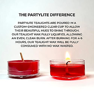 PartyLite After Dark™ Tealight Candles, Fragranced Colored Wax with Clear Container, 12 Pack Tea Lights, Made in The USA (After Dark™ Cashmere Cassis)
