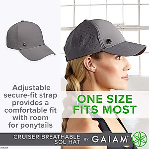 Gaiam Women's Baseball Cap - Classic Womens Ball Cap with Breathable Sol Design to Keep Cool in Summer, Cute Baseball Caps for Women with Ponytail Holder & Premade Bill for Built-In SPF, Dusk