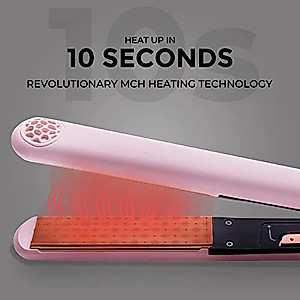 TYMO Flat Iron Hair Straightener and Curler 2 in 1 with 10s Fast Heating, 1 Inch Professional Titanium Straightening Curling Iron with 32 Adjustable Temp and Automatic Shut Off