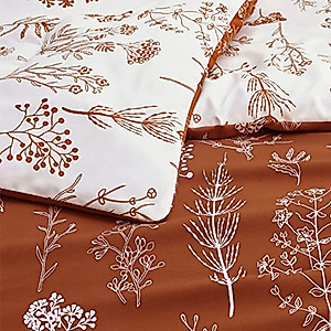 Bedsure California King Comforter Set - Terracotta Comforter, Cal King Bed Set, Cute Floral Cali King Bedding Set, 3 Pieces, 1 Soft Reversible Botanical Flowers Comforter and 2 Pillow Shams