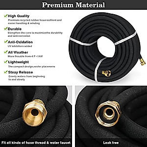 Soaker Hose 150 FT for Garden Beds 1/2 Inch,Solid Brass Connectors Rubber Longer Lasting Drip Irrigation Save 70% of Water Various Accessories Great for Lawn and Yard (150FT)