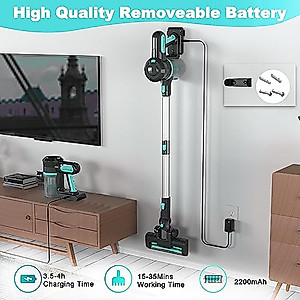 Foppapedretti 14000+ Positive 5.0 Revi ew s Cordless Vacuum, 25KPA Stick Vacuum Cleaner with 2200mAh Powerful Lithium Batteries, Up to 35 Mins Runtime Handheld Vacuum Cleaner for Carpet and Floor