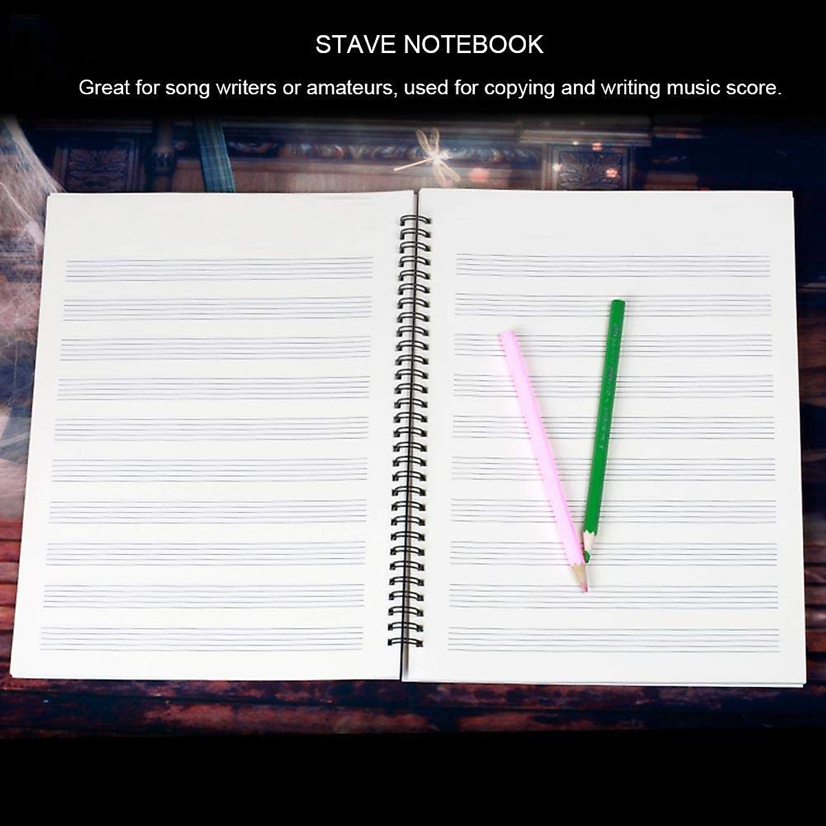 Manuscript Blank Music Notebook, Notebook, Music Paper, Songwriting Music Score for Writer(Black piano pattern)