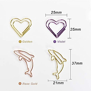 NUOBESTY 20Pcs Love Heart Shaped Paper Clips Holder Metal Note Clips Bookmark Marking Clamp Page Marker Document Organizing Clip for Office School Wedding Decoration Purple