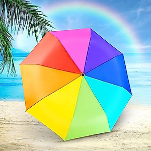 LEAGERA Rainbow Umbrella for Adults - Automatic Travel Umbrellas for Rain&Sun, Small, Compact, Light, Folding and Portable Backpack Umbrella (2 PACK, 37" Single Canopy)