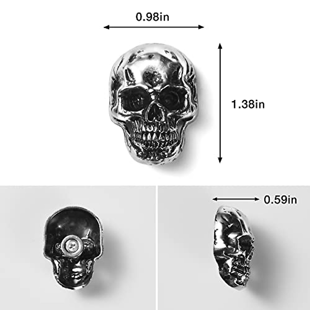 6 Pcs Skull Refrigerator Magnets,Cool,Strong,Cute,Funny Goth Fridge Magnets for Adults, for Kitchen Decor,Office Whiteboards, and Lockers, Pins for Maps, Calendars, Files, Notes, and Photos (Sliver)