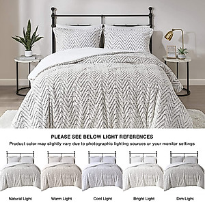 Madison Park Adelyn Ultra Soft Plush Faux Fur Chevron 3 Pieces Bedding Sets Bedroom Comforters, Full/Queen, Ivory