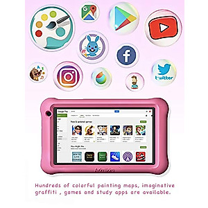 ARKNIKKO Kids Tablet,Tablet for Kids 7” HD - WiFi Dual Camera 32GB ROM Android 10, IPS HD Touch Screen, KIDOZ Pre-Installed, Parental Control Mode, 360°Adjustable Bracket, Kid-Proof Case