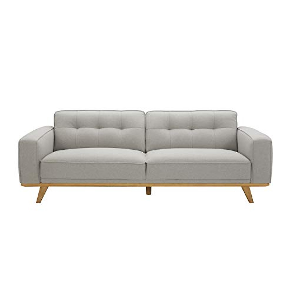 Amazon Brand – Rivet Bigelow Modern Sofa Couch with Wood Base, 89.4"W, Light Grey / Blonde