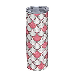 AFHYZY 20 oz Skinny Tumbler Reusable Coffee Travel Mug with Lids and Straws, Insulated Coffee Cups 20oz Stainless Steel Water Bottles Leak Proof for Adults, Women - Mermaid