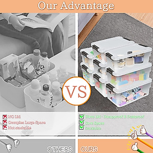 FLMOUTN 8Pcs Small Clear Storage Bin with Lid, Stackable Small Storage Bins with Secure Latching Buckles, 0.91 Qt / 1 Liter Clear Storage Boxes for Organizing Kid's Toy Crafts