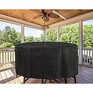 Kingling Patio Furniture Covers, 90 Inch Round Outdoor Patio Table Cover, Outdoor Furniture Cover Waterproof for Round Furniture Outdoor Bar Height Table and Chairs Set - 90''D x43''H