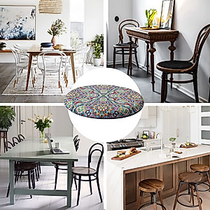 Gumcoly Round Memory Foam Chair Cushion Circle Bar Stool Pad Detachable Chair Seat Cushion with Removable Cover and Rubber Back Anti Slip Kitchen Dining Chair Pad 13 Inches Exotic