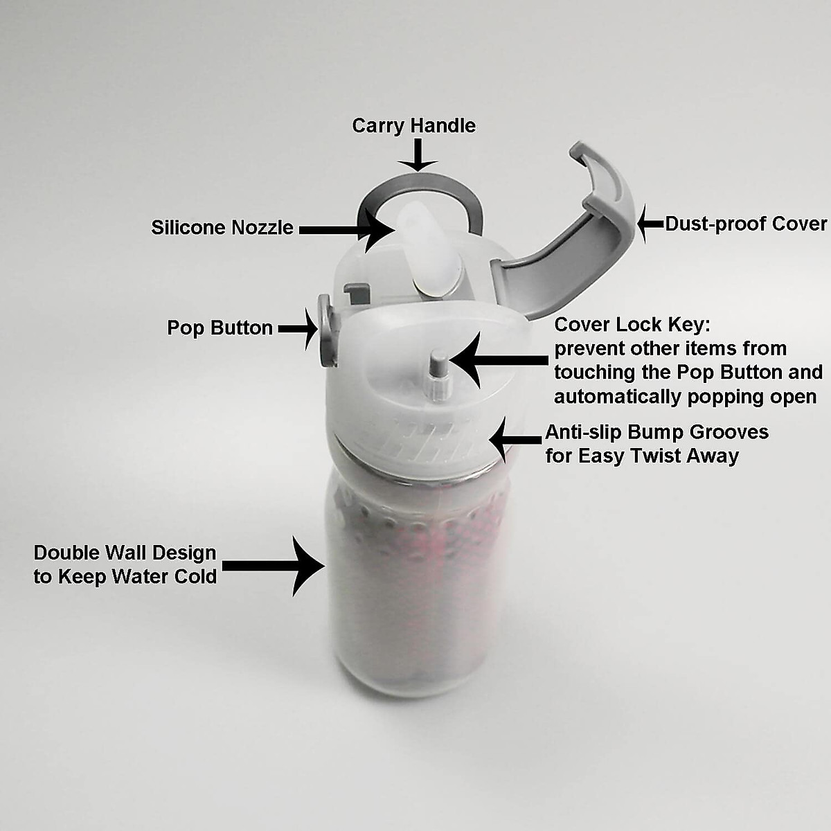 efiLneerG Boys Sports Water Bottle for School Kids Keep Cold Insulated Waterbottle 16 oz BPA Free Leak Proof Cool Cute Plastic Rugby Football Water Bottles with Straw Lid and Handle