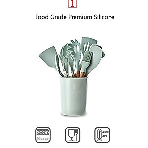 Silicone Kitchenware Cooking Utensils Set Heat Resistant Kitchen Non-Stick Cooking Utensils Baking Tools with Storage Box Tools (10PCSA)