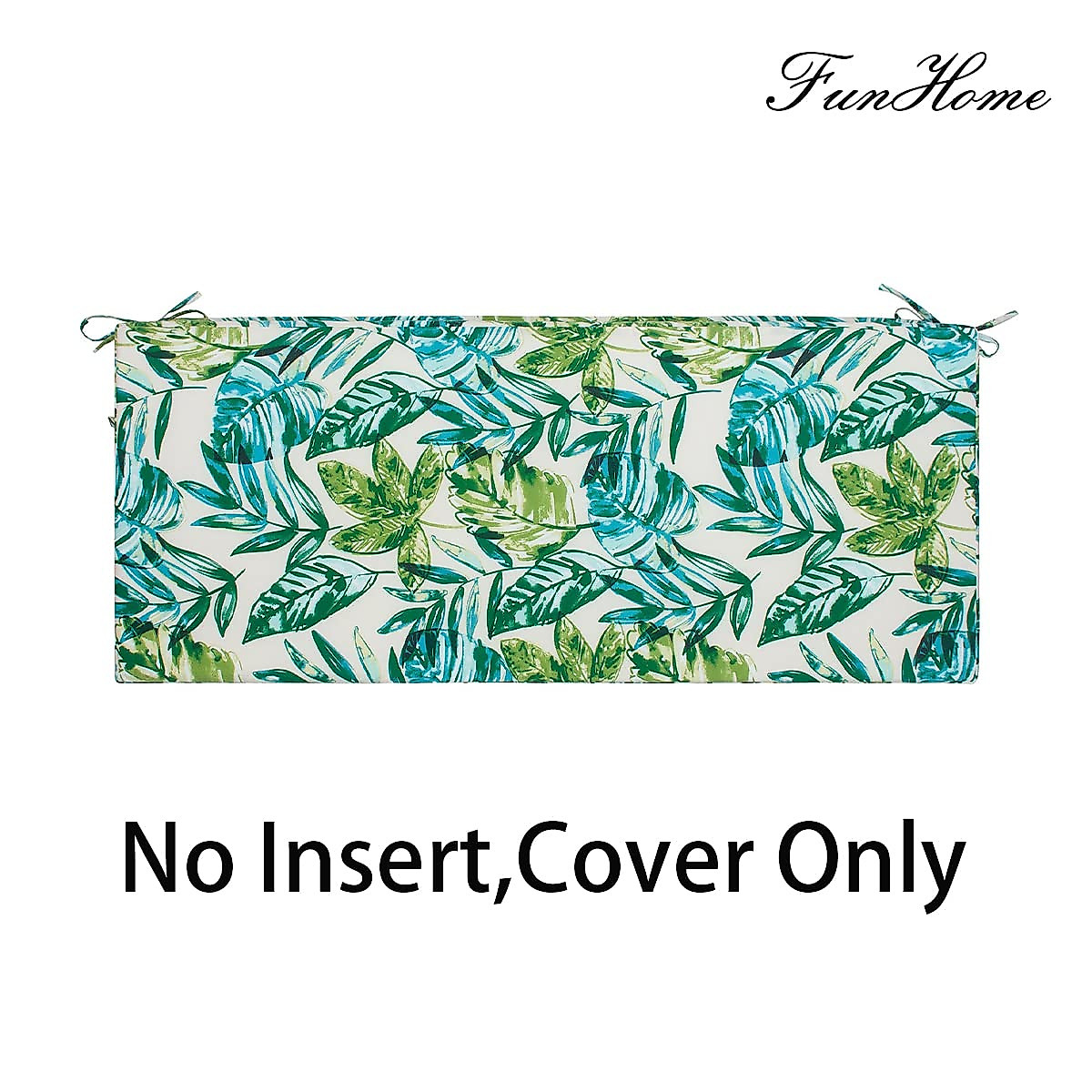 FUNHOME Outdoor Bench Cushion Cover 54 x18 x 3 inch,Waterproof Cover with Zipper&Ties,Fade-Resistant Slipcover,Patio Porch Swing Cushion Cover Replacement Only,No Insert(Palm Leaf)