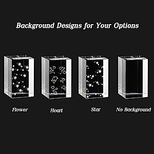 Snclriao 3D Crystal Photo, Custom Gifts for Man Women Him Her Couple, Personalized Picture in Crystal, Customized Laser Etched Glass Cube Gift for Birthday Anniversary Wedding, Rectangle