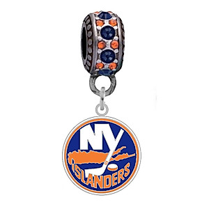New York Islanders Logo Charm Fits Most Bracelet Lines Including Pandora, Cham ilia, Troll, Biagi, Zable, Kera, Personality, and More …