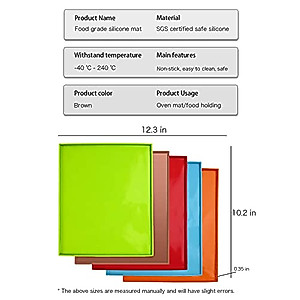 5pcs silicone dehydration mats with edge(5 colorful colors)-12.3” x 10.2 ” Silicone Sheets, nonstick silicone tray liner, Withstands -40°C to 240°C, reusable, suitable for fruit meat vegetable herbs
