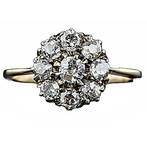 2 Ct Round Cut Diamond Cluster Wedding Band Engagement Ring 14K Yellow Gold Finish Handmade Anniversary Ring 925 Sterling Silver Stacking Matching Gorgeous Gift For Her