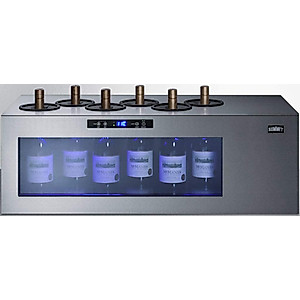 Summit STC6 36 Open Wine Cooler with 6 Bottle Capacity Commercially Approved Digital Thermostat Temperature Alarm LED Lighting Temperature Memory Function in Stainless Steel