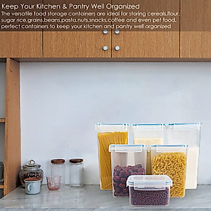 Airtight Food Storage Containers, 12 pcs BPA-Free Clear Cereal Containers, Plastic Canisters with Lids for Kitchen & Pantry Organization, Ideal for Cereal, Rice, Flour & Sugar, Grains, Beans