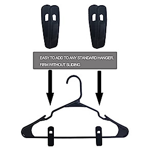 Velvet Hanger Clips for Velvet Hangers - 24 PCS Beige Non-Slip Velvet Clip for Pants Suit Skirt Hanger, Strong Velvet Clips Fit for Ivory Velvet Hangers (Black)