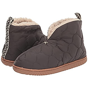 Dearfoams Women's Indoor/Outdoor Warm Up Bootie Slipper, PAVEMENT, Large