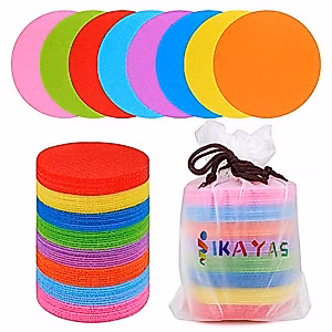 IKAYAS 64 Pcs Carpet Spots Markers Carpet Circles Carpet Markers for Kids Social Distancing and Wait Line Up, Removable Carpet Floor Dots for Classroom, 8 Colors