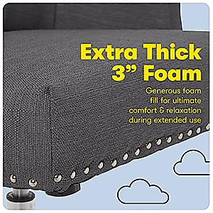 Serta Leighton Home Office Memory Foam, Height-Adjustable Desk Accent Chair with Chrome-Finished Stainless-Steel Base, 27.25D x 24W x 35.75H in, Dark Gray