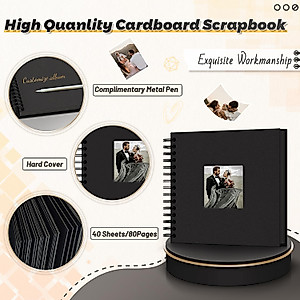 Popotop Scrapbook Photo Album,8x8in 80Pages DIY Hardcover Kraft Photo Album with Display Picture Window,Personalized Blank Memory Book for Family, Wedding,Guest Book,Anniversary