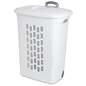 WHEEL LAUNDRY BASKET WHT
