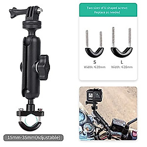 KARUIZI 360° Rotating Sports Camera Bracket,Motorcycle Mount for Go Pro Hero10/9/8/max/7/6/5/4 Action Camera Moto Bike Handlebar Mount,U-Shaped Handlebar Bracket (U- Handlebars)