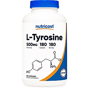 Nutricost L-Tyrosine 500mg, 180 Capsules - Gluten Free & Non-GMO