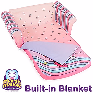 Marshmallow Furniture, Minnie Mouse 3-in-1 Slumber Sofa, Foam Toddler Nap Mat with Attached Blanket