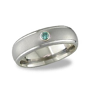 Alain Raphael Victoria - size 9.50 Titanium Ring with Green Diamond