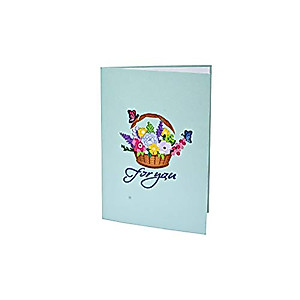 DKT HANDMADE Flower 3d card, Pop up flower cards, Greeting Cards, 3D Card, Card for Mom, Card for Wife, Anniversary Pop Up Cards, Flower Basket 3D Card