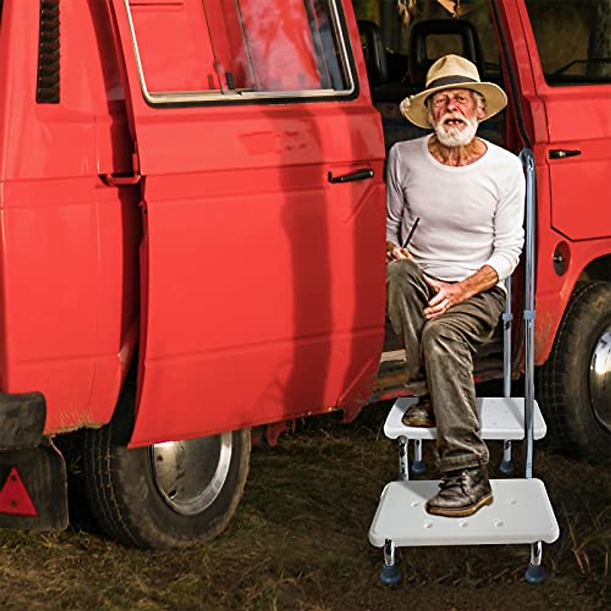 Aliseniors Step Stool with Handle and Non-Skid Platform, Heavy Duty 2 Steps Medical Foot Stool for Adult, Seniors, Handicap Holds up to 350 lbs