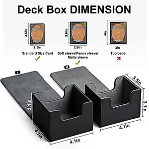 ZLCA Card Deck Box for Trading Cards, MTG Commander Deck Box Holds 120+ Single Sleeved Cards, Leather Magnetic Card Storage Box Fits for TCG CCG Magic Cards (Black)
