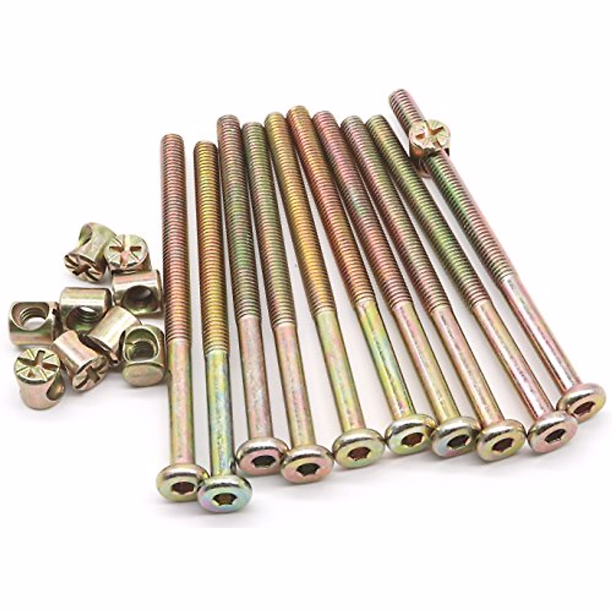 binifiMux 10-Pack M6 x 90mm Hex Allen Head Furniture Crib Baby Bed Bolt and Barrel Nuts, for Bunk Bed Chairs Cots Headboard