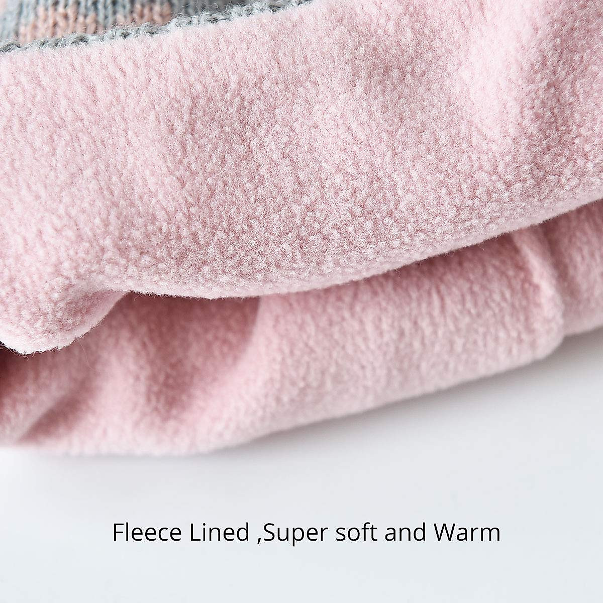 SOMALER Toddler Boys Girls Winter Knit Hat with Earflap Kids Baby Fleece Lined Beanie Hat Pom Pom Ski Cap