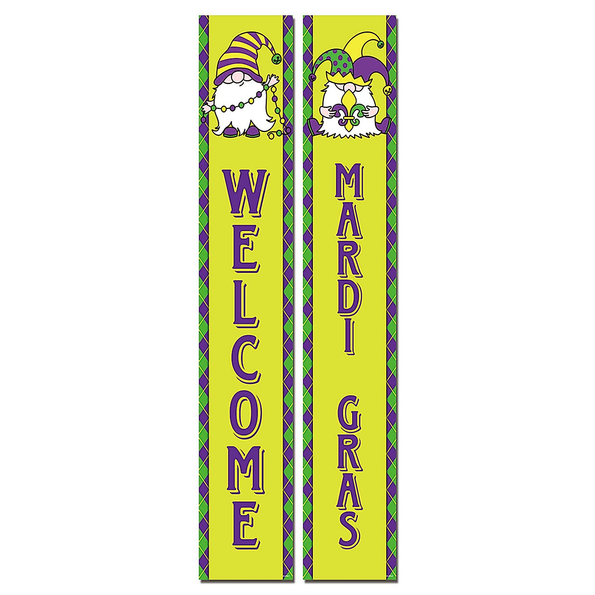 ZDX 2 PCS Mardi Gras Carnival Decor Banner Circus Carnival Baby Shower Carnival Birthday Party Porch Sign Hanging Flag for Home Front Door Yard Decoration Door Banner Sign (71' x 12'in)