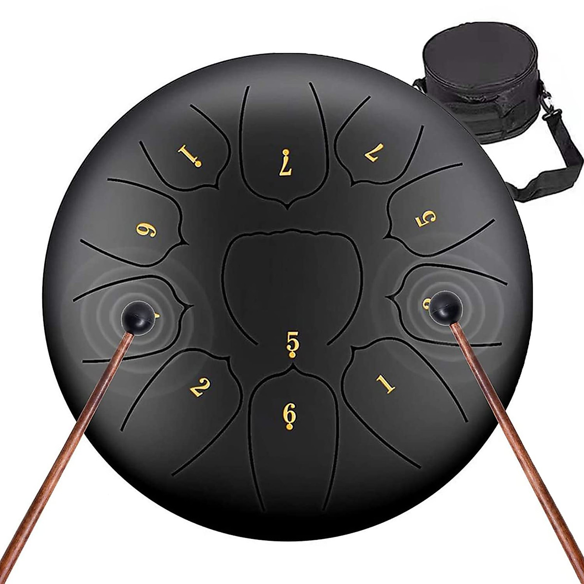 Steel Tongue Drum, CEOMO 11 Notes 10 Inch Percussion Instrument, D Key Tongue Drum For Kids And Adults Meditation Drum Musical Education Mind Healing Yoga Black