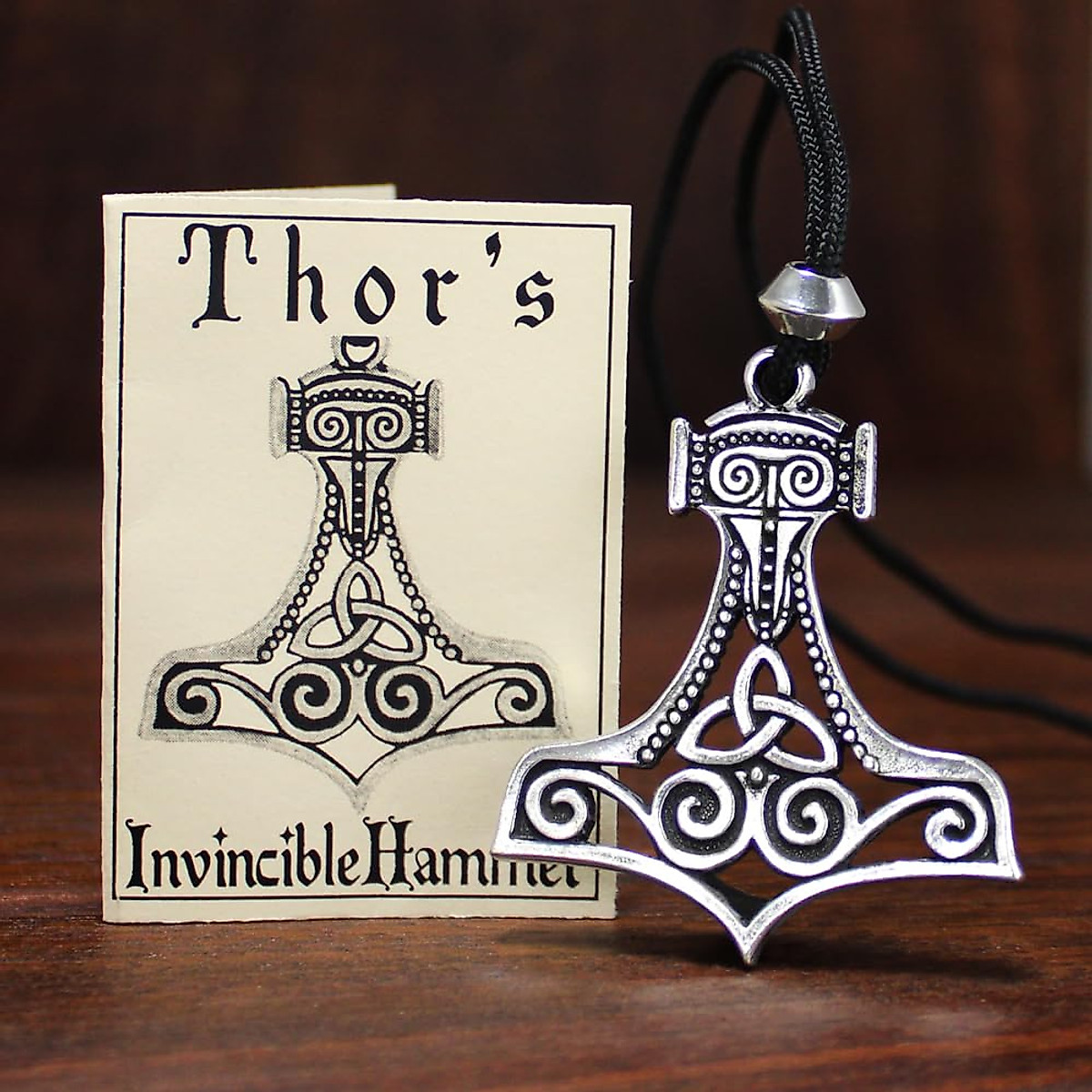 Large Thor's Hammer Necklace Mjolnir Pendant - Pewter Norse Jewelry