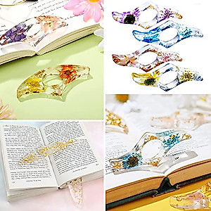 Motiloo Feather Shape Silicone Mold,Bookmark Resin Mold Set with Book Page Holder Reading Rings Birthday Gifts for Teachers Women Readers Book Lover