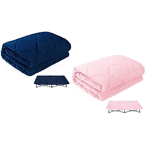 2 Pack, Sheet for Regalo My Cot Portable Toddler Bed, Joovy Travel Cot (Sheet Only, Bed not Included), Soft Child Travel Cot Padded Cover, Navy & Pink