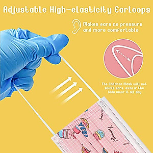 Assacalynn Disposable Kids Face Mask 50 Pcs Pink, Breathable Lightweight Kids Masks for Boys Girls, Masks for Kids with Cute Pink Cartoon Pattern