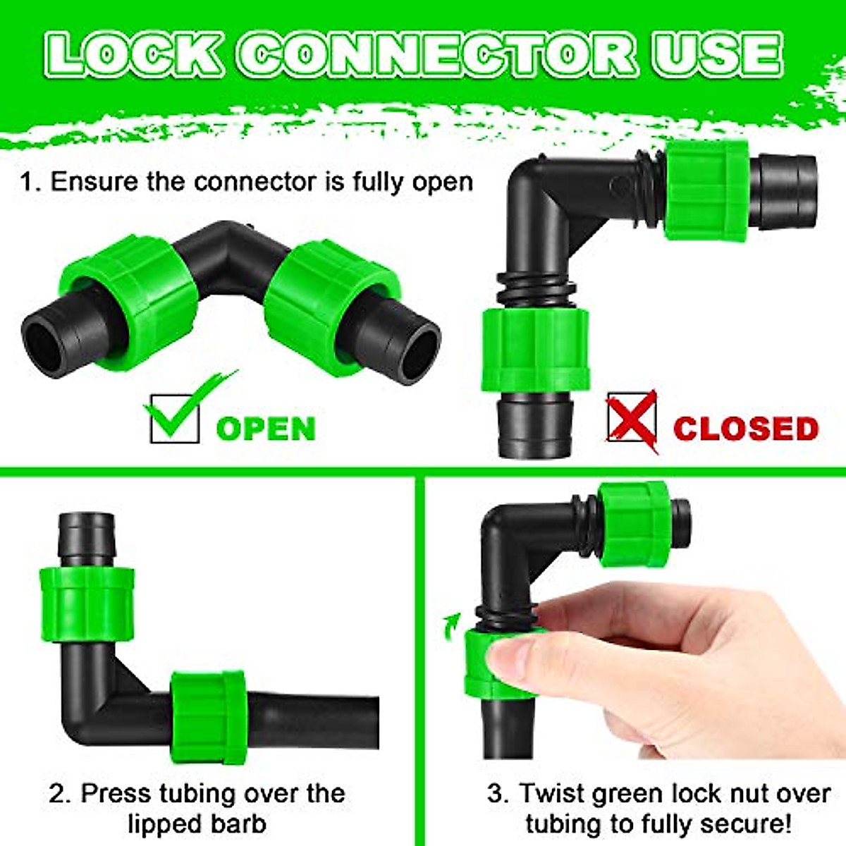 12 Pieces Drip Irrigation Elbow 1/2 Inch Universal Elbow Fitting Hose Elbow Connector, Compatible with 16-17mm Drip Tape Tubing Sprinkler Systems (Green)